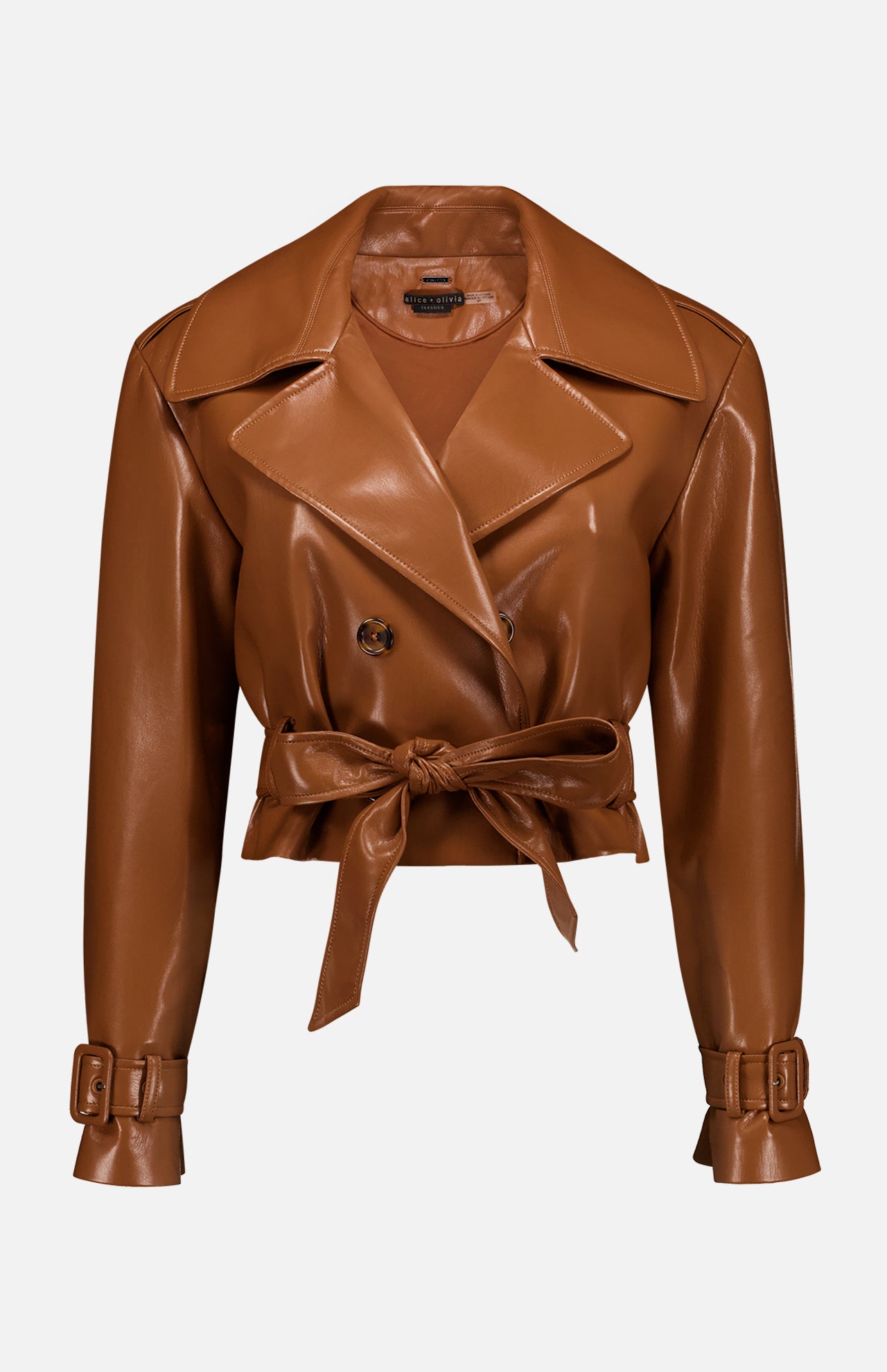 Alice & Olivia Women's Keith Vegan Cropped Trench with Belt | A.K. Rikk's